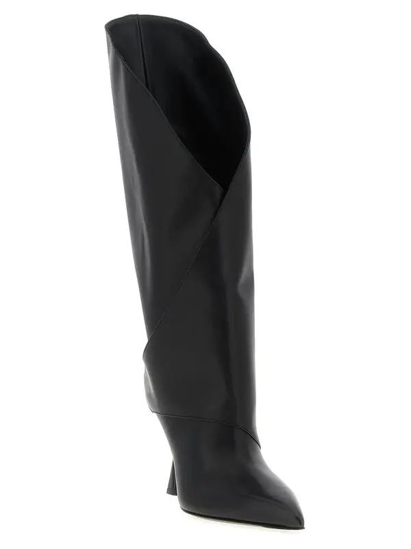 Balmain Twist Calf Leather Boots - Black