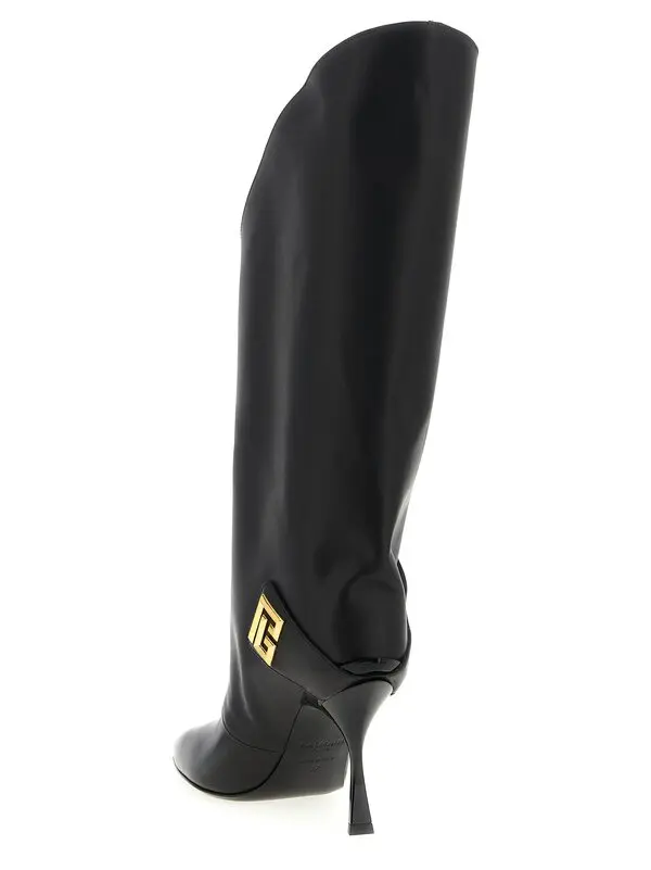 Balmain Twist Calf Leather Boots - Black
