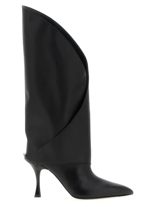 Balmain Twist Calf Leather Boots - Black