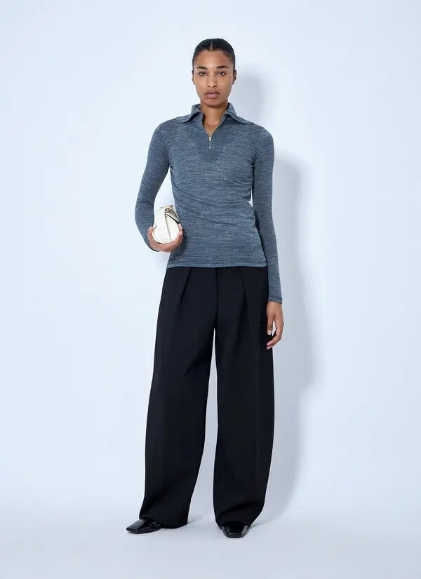 JIL SANDER Quarter-zip Long Sleeve Top - Gray