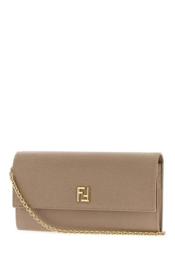 Fendi Dove Grey Leather Ff Wallet