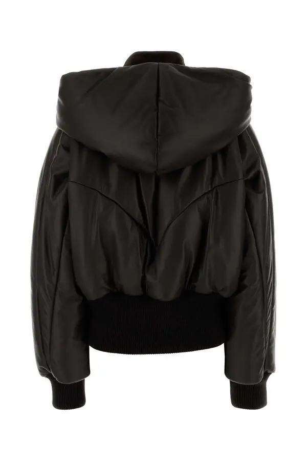 Attico Chocolate Leather Bomber Jacket