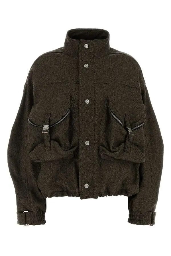 Attico Embroidered Wool Blend Bomber Jacket - Multicolor