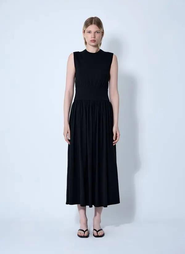 TOTEME Sleeveless Cotton Tee Dress - Black