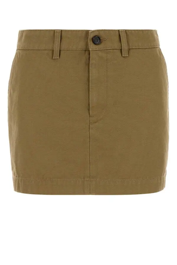 Balenciaga Khaki Denim Mini Skirt - Green
