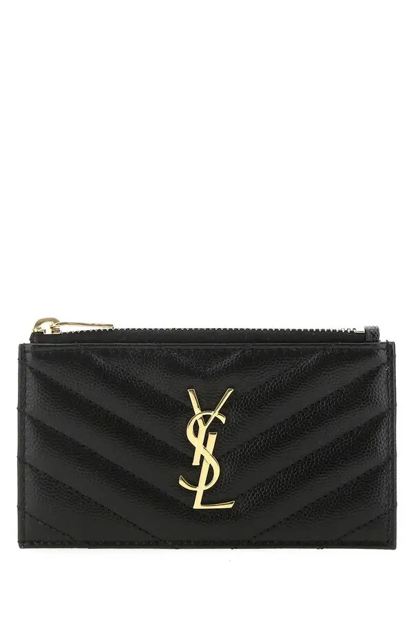 Saint Laurent Leather Card Holder - Black