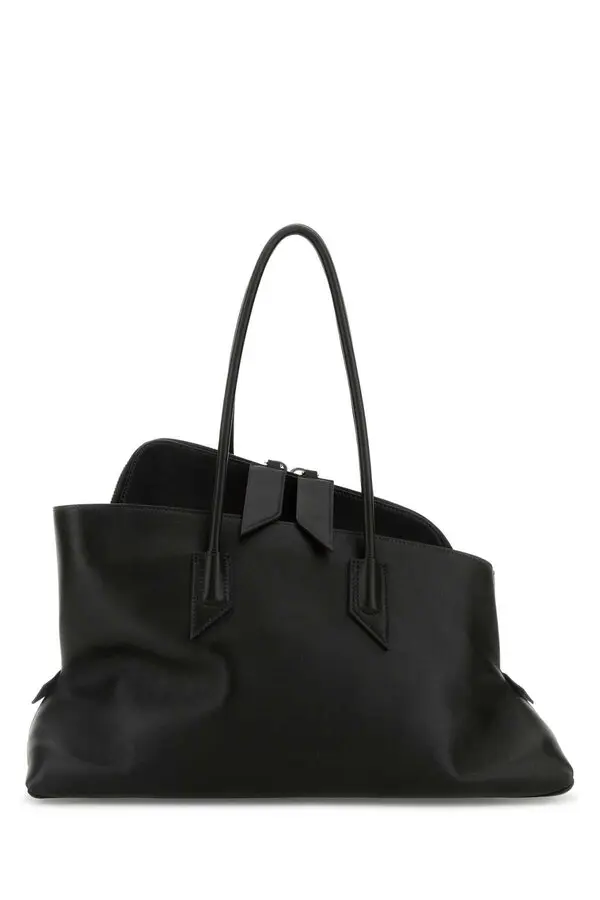 Attico La Passeggiata Leather Shoulder Bag - Black