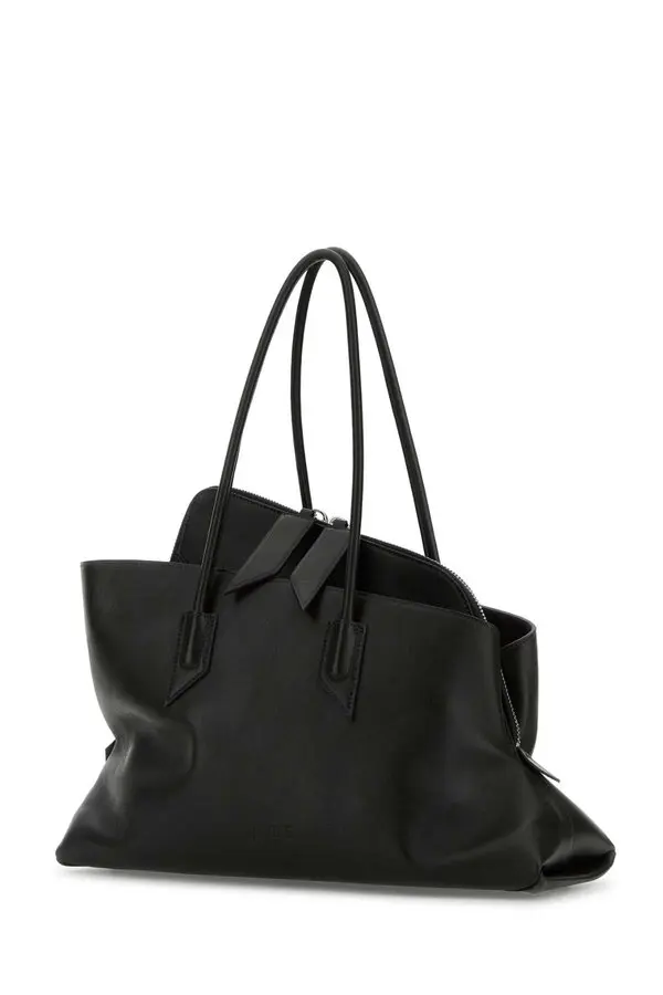 Attico La Passeggiata Leather Shoulder Bag - Black