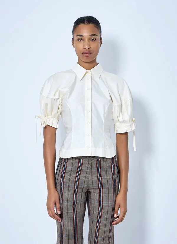 VIVIENNE WESTWOOD Cotton Poplin Shirt With Pleated Sleeves - Multicolor