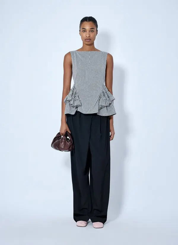 Dries Van Noten Sleeveless Striped Peplum Top