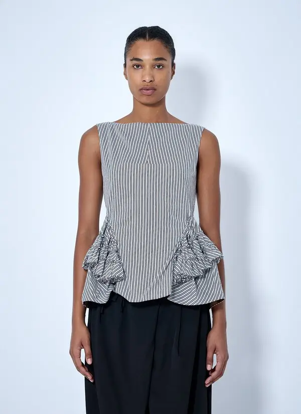 Dries Van Noten Sleeveless Striped Peplum Top - Brown