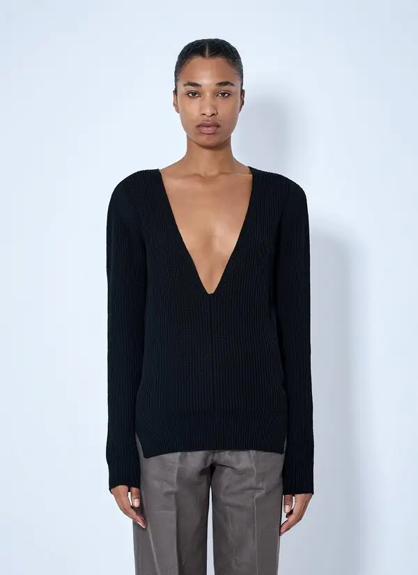 Rick Owens Deep V-neck Ribbed Sweater