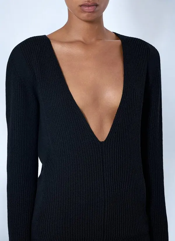 Rick Owens Deep V-neck Ribbed Sweater