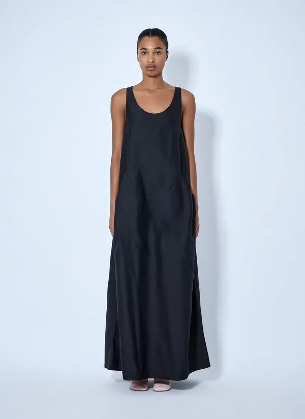 Dries Van Noten Sleeveless Wool And Silk-blend Maxi Dress - Black