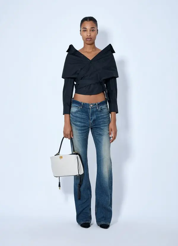 Balenciaga Off-shoulder Wrap Shirt