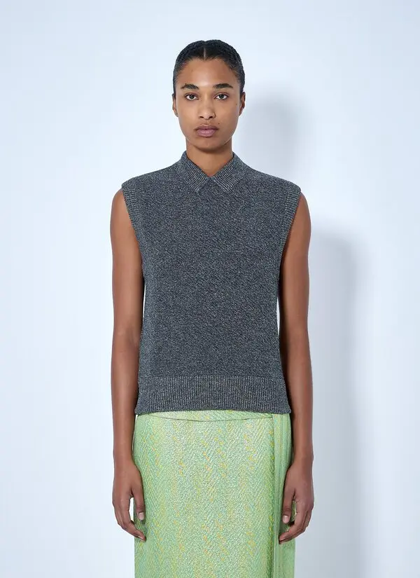 Marni Sleeveless Knit Top With Ribbed Trims - Gray
