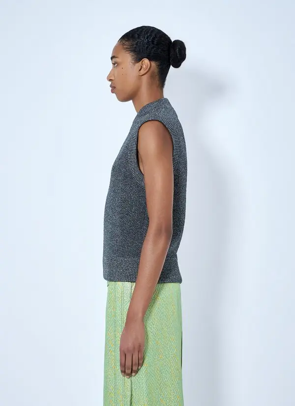 Marni Sleeveless Knit Top With Ribbed Trims - Gray