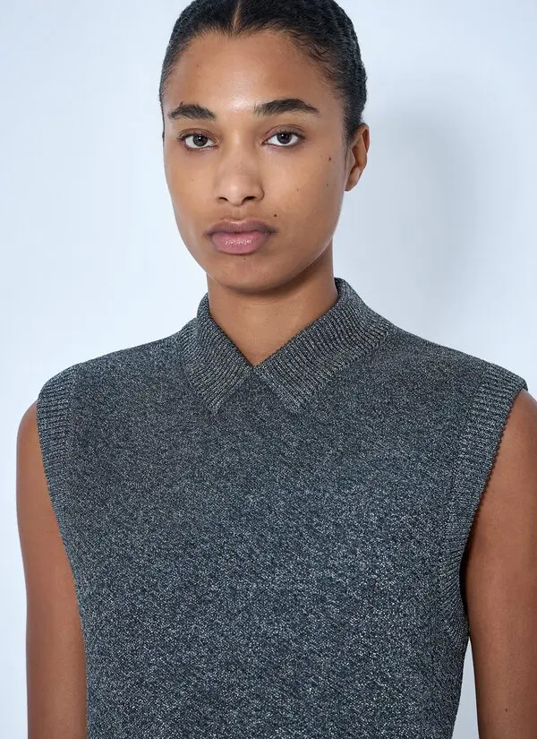 Marni Sleeveless Knit Top With Ribbed Trims - Gray
