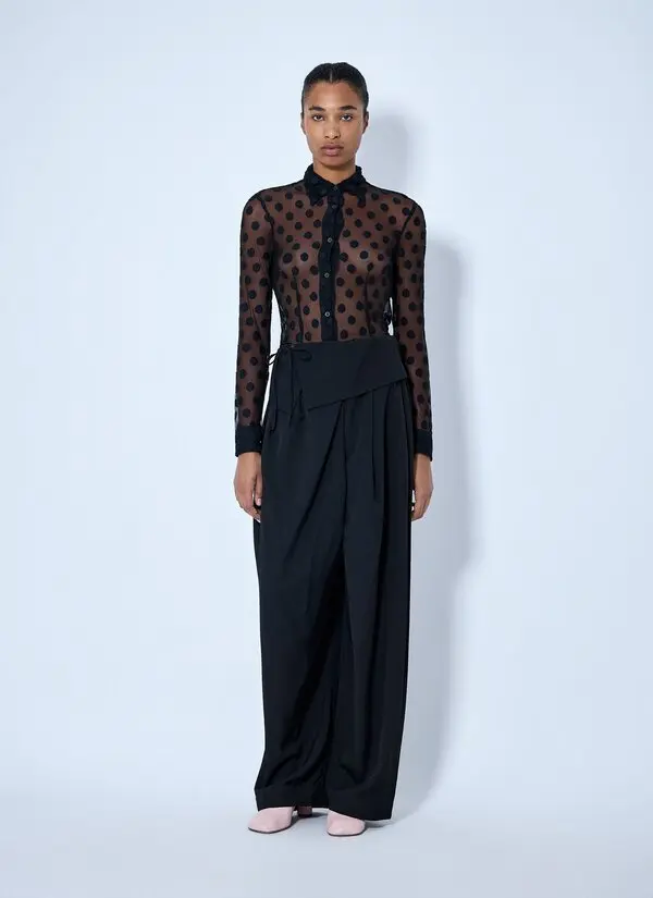 Dries Van Noten Polka-dot Sheer Cotton-blend Tulle Shirt - Black