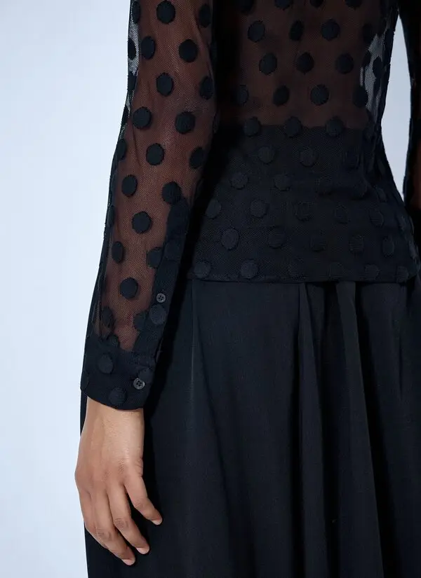 Dries Van Noten Polka-dot Sheer Cotton-blend Tulle Shirt - Black