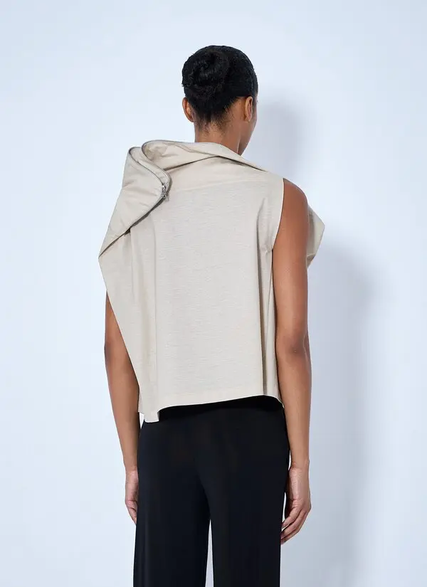 Issey Miyake Sleeveless Asymmetric Zip Detail Top
