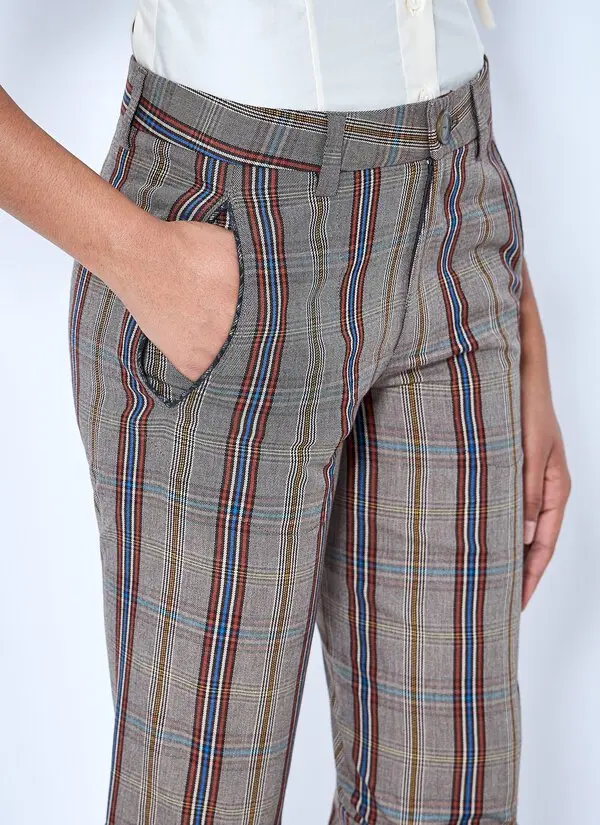 VIVIENNE WESTWOOD Flared Plaid Cropped Trousers