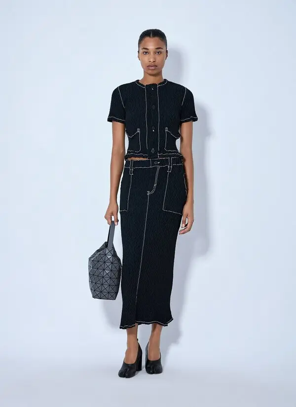 Issey Miyake Wavelet Ensemble Midi Skirt
