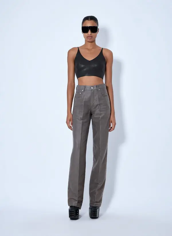 Rick Owens V-neck Leather Crop Top
