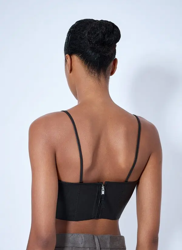 Rick Owens V-neck Leather Crop Top