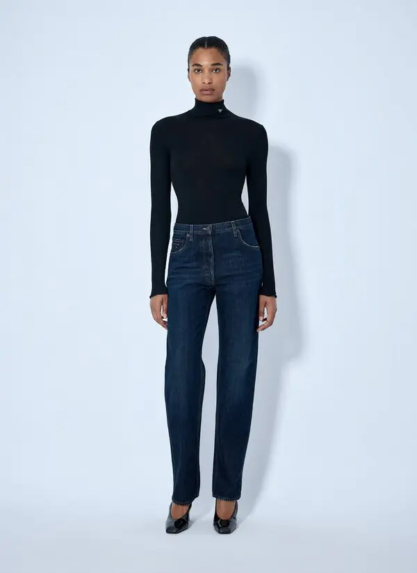 Prada Ribbed Long Sleeve Turtleneck Top