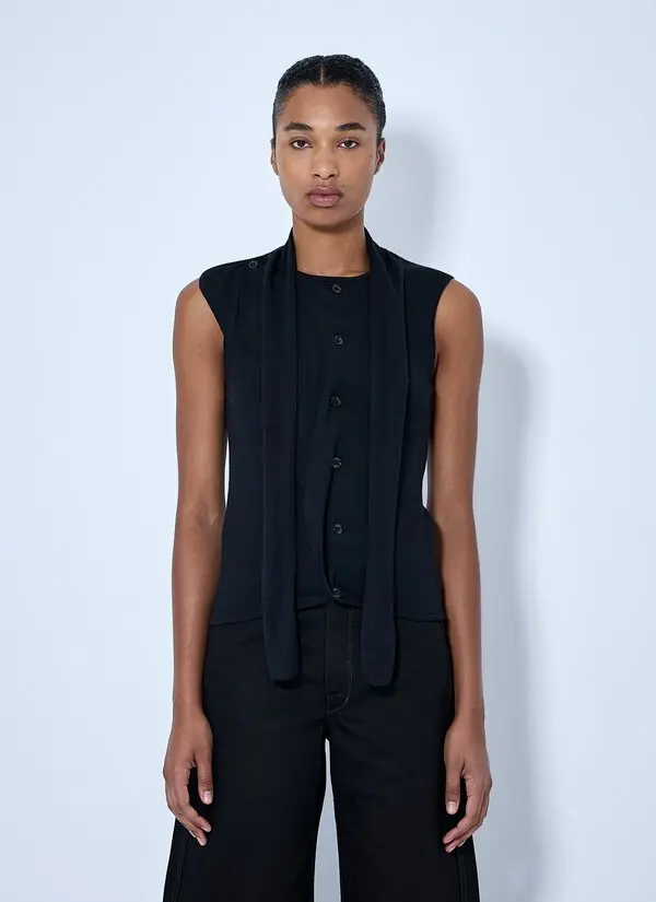 LEMAIRE Asymmetrical Vest With Scarf Detail - Black