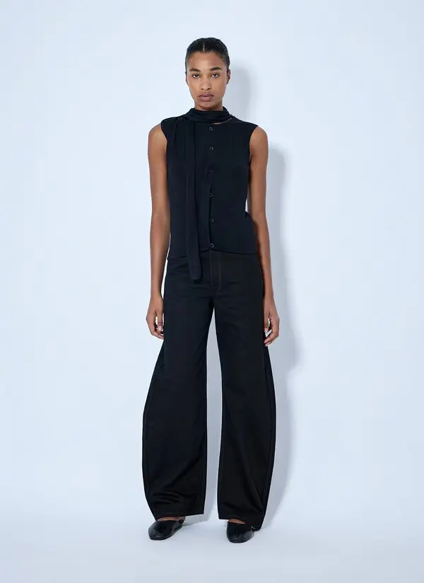 LEMAIRE Asymmetrical Vest With Scarf Detail - Black