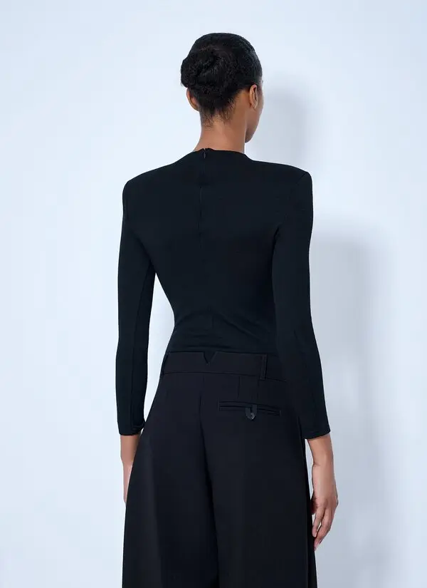 JIL SANDER Long Sleeve Wool Bodysuit - Black