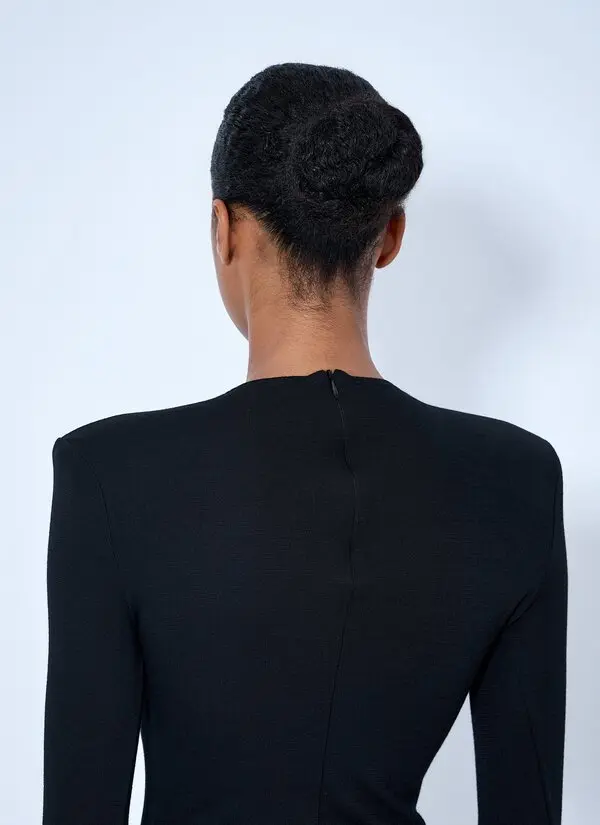 JIL SANDER Long Sleeve Wool Bodysuit - Black