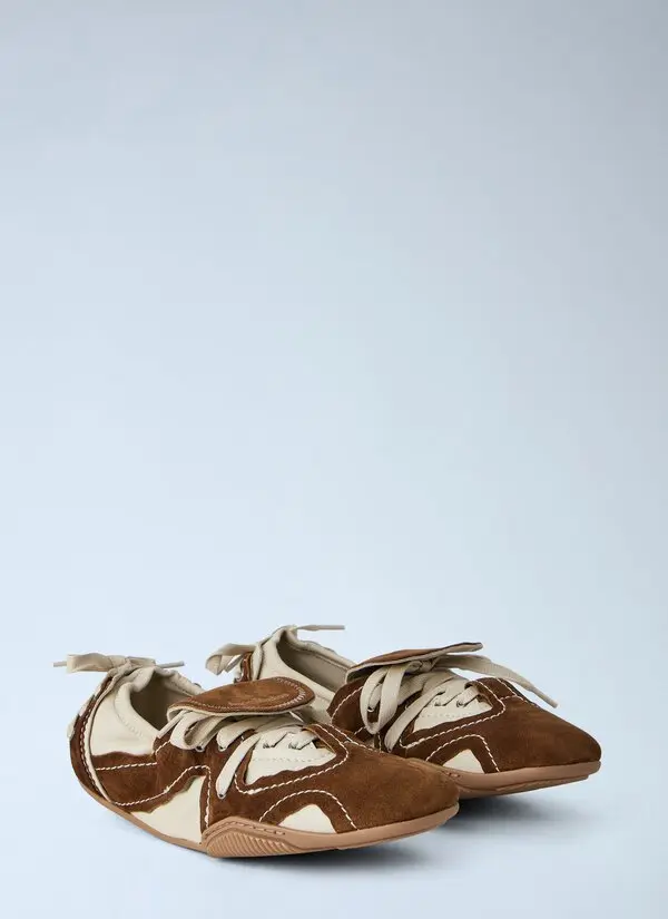 Acne Studios Suede Overlay Ballerina Sneakers - Brown