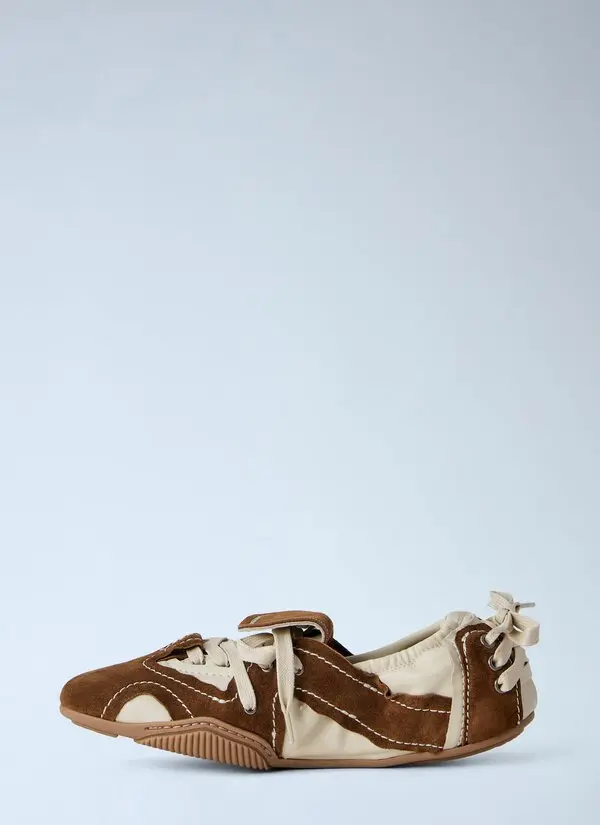 Acne Studios Suede Overlay Ballerina Sneakers - Brown
