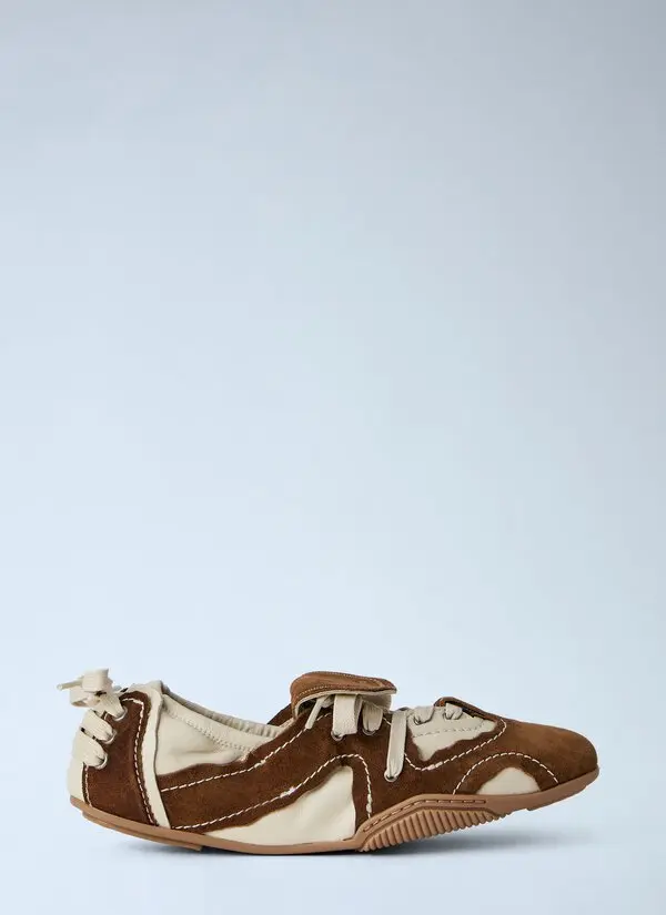 Acne Studios Suede Overlay Ballerina Sneakers - Brown