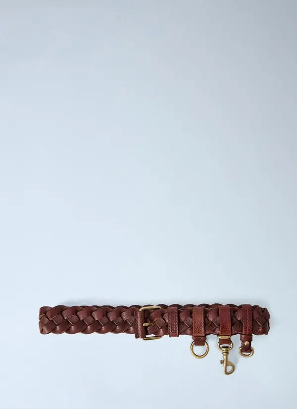 Miu Miu Woven Leather Belt With Brass-tone Buckle - Brown