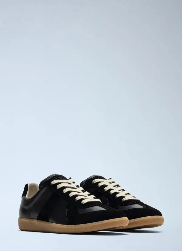 MAISON MARGIELA Replica Leather Lace-up Sneakers - Black