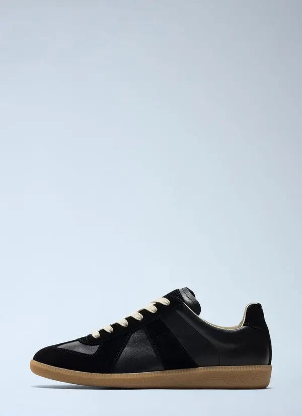 MAISON MARGIELA Replica Leather Lace-up Sneakers - Black