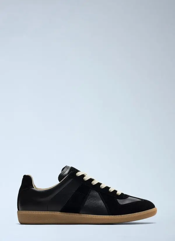 MAISON MARGIELA Replica Leather Lace-up Sneakers - Black