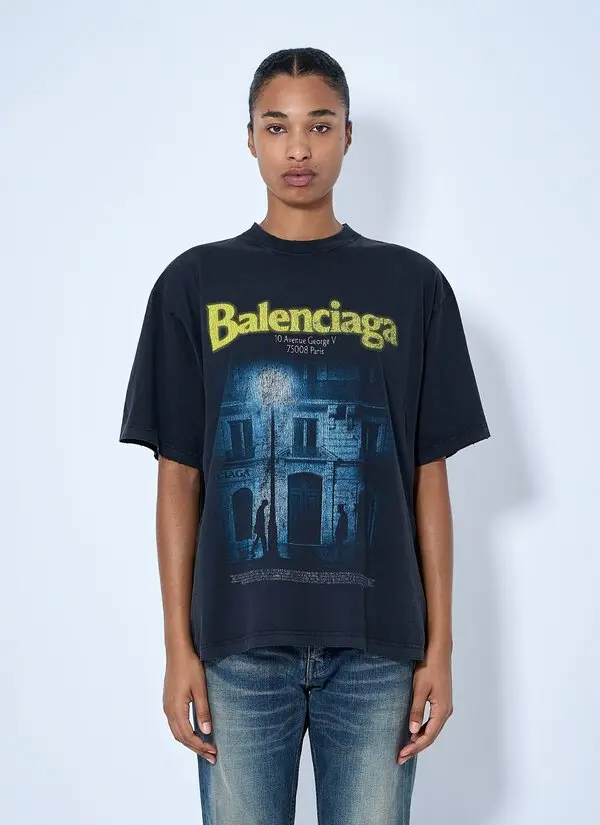 Balenciaga Medium Fit Graphic T-shirt - Blue
