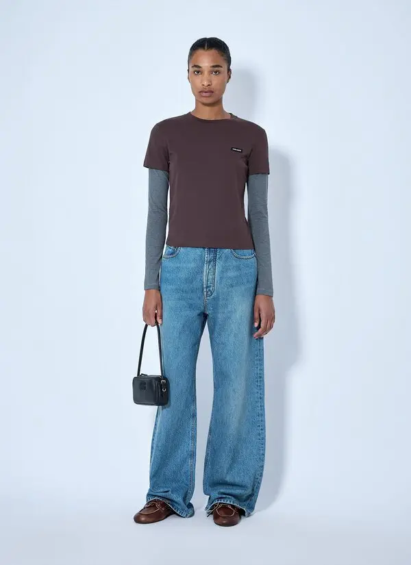 Miu Miu Layered T-shirt With Logo Patch
