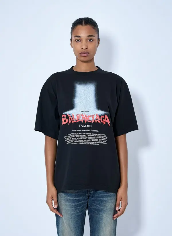 Balenciaga The Door" Oversized Graphic Print T-shirt - Black