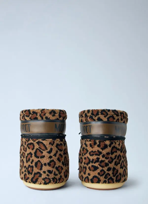 Moon Boot Icon Low Leopard Print Fleece Boots - Brown