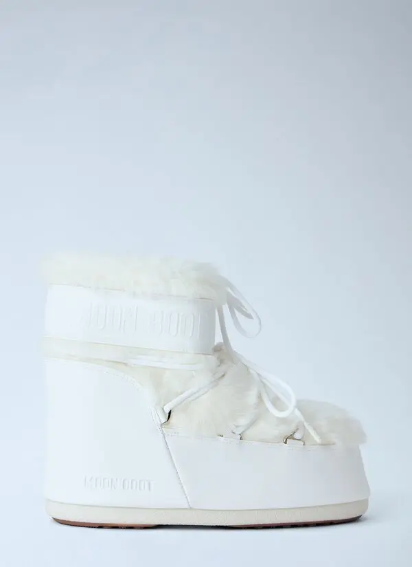 Moon Boot Icon Low Faux Fur Trim Lace-up Boots