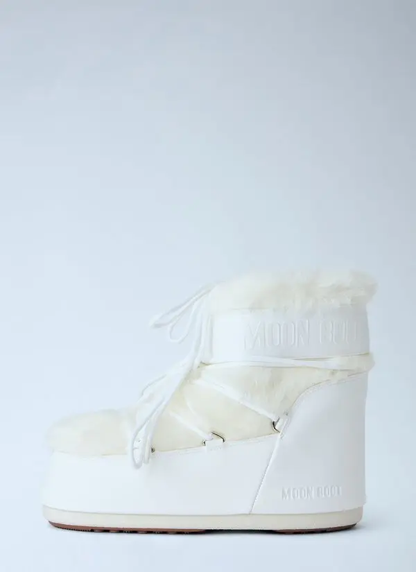 Moon Boot Icon Low Faux Fur Trim Lace-up Boots