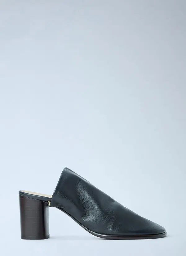 LEMAIRE Glove Mules With Cylindrical Block Heel - Black