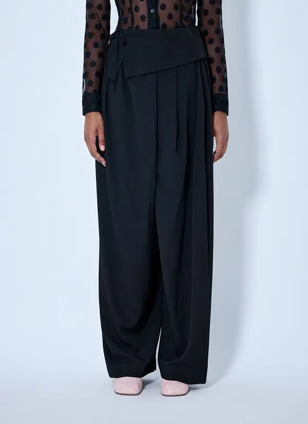 Dries Van Noten Wide-leg Trousers With Layered Waistband - Black