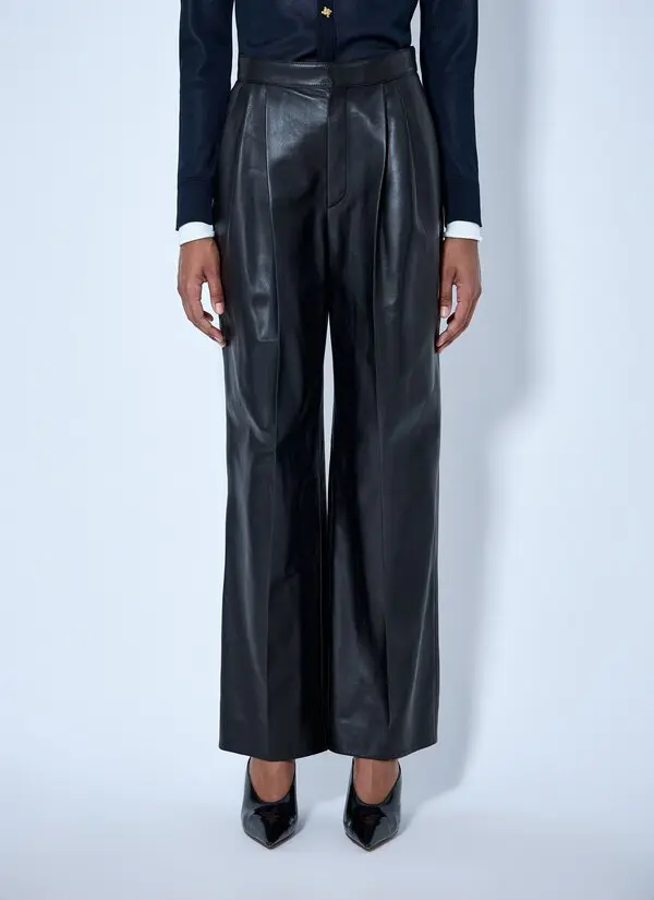 Bottega Veneta Soft Semi Shiny Nappa Trousers - Black